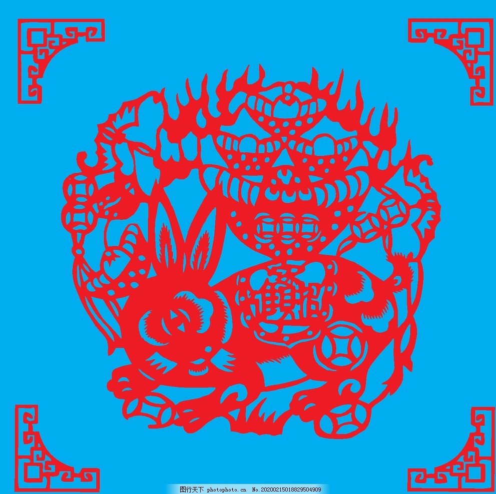 兔子剪纸图片_民俗人文_生活方式-图行天下素材网