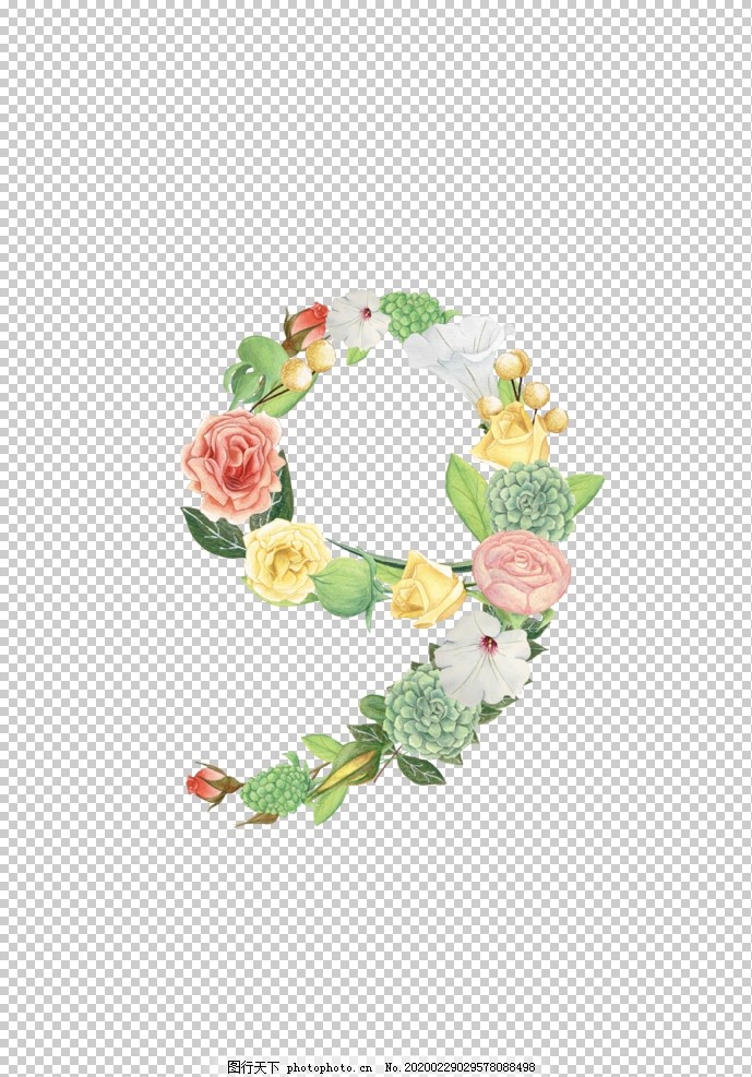 花朵拼凑数字图片_其他_其他-图行天下素材网